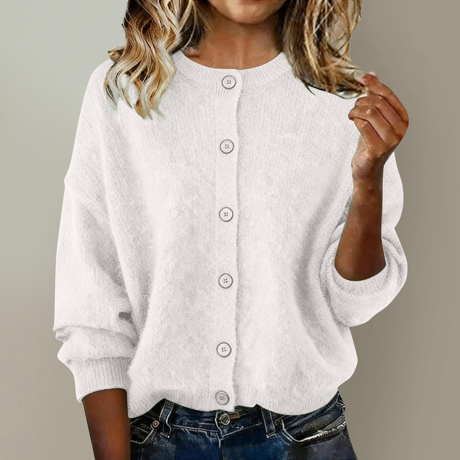 Cardigan Sweaters for Women Long Sleeve Soft Cozy Button Down Open ...