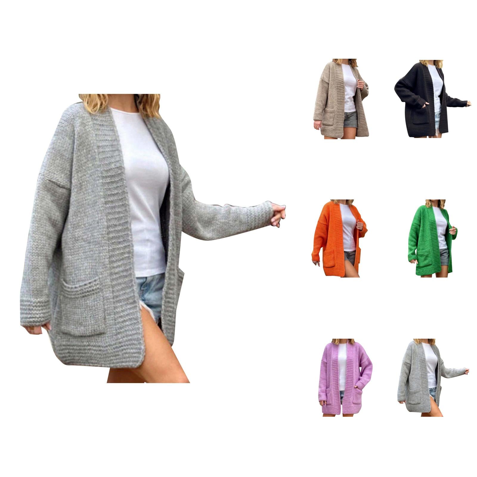 Cardigan Sweaters for Women Open Front Long Sleeve Loose Knitted ...
