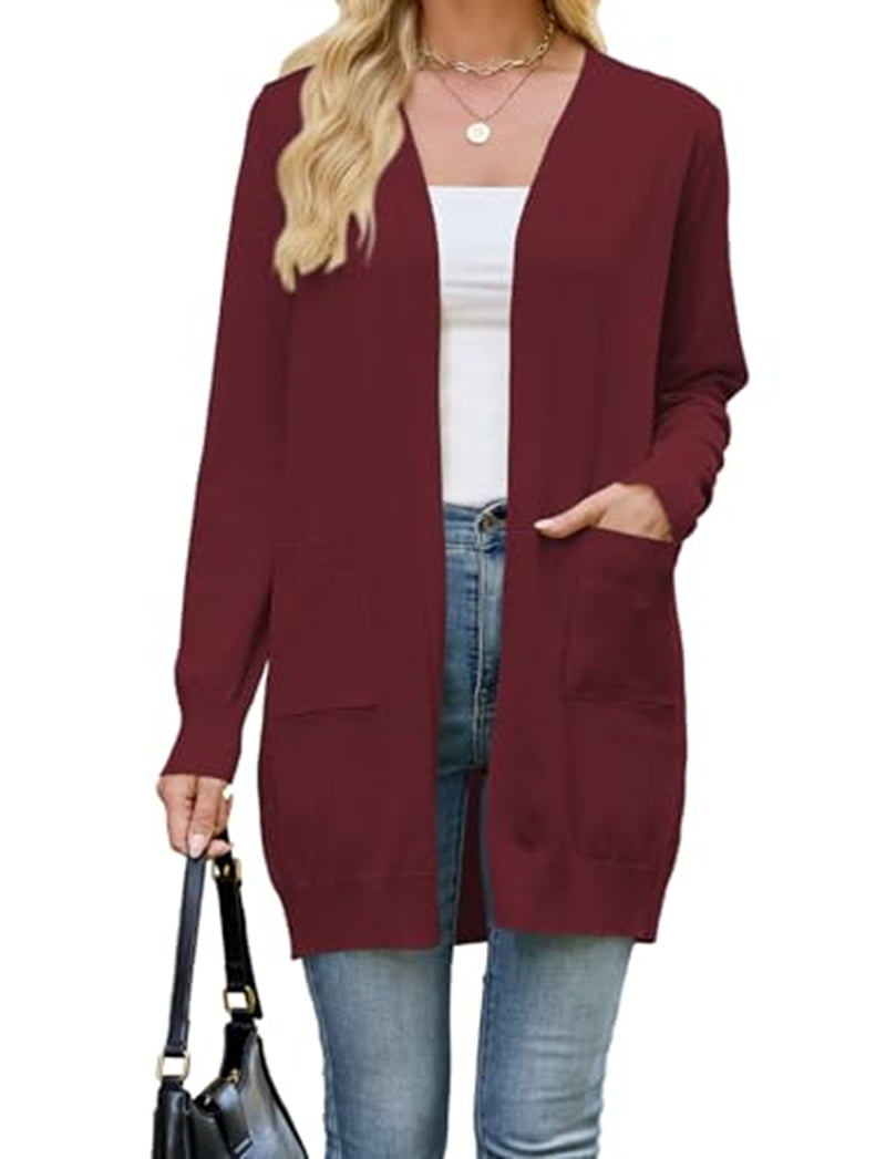 Cardigan Sweaters for Women Wine Red XL - Walmart.com