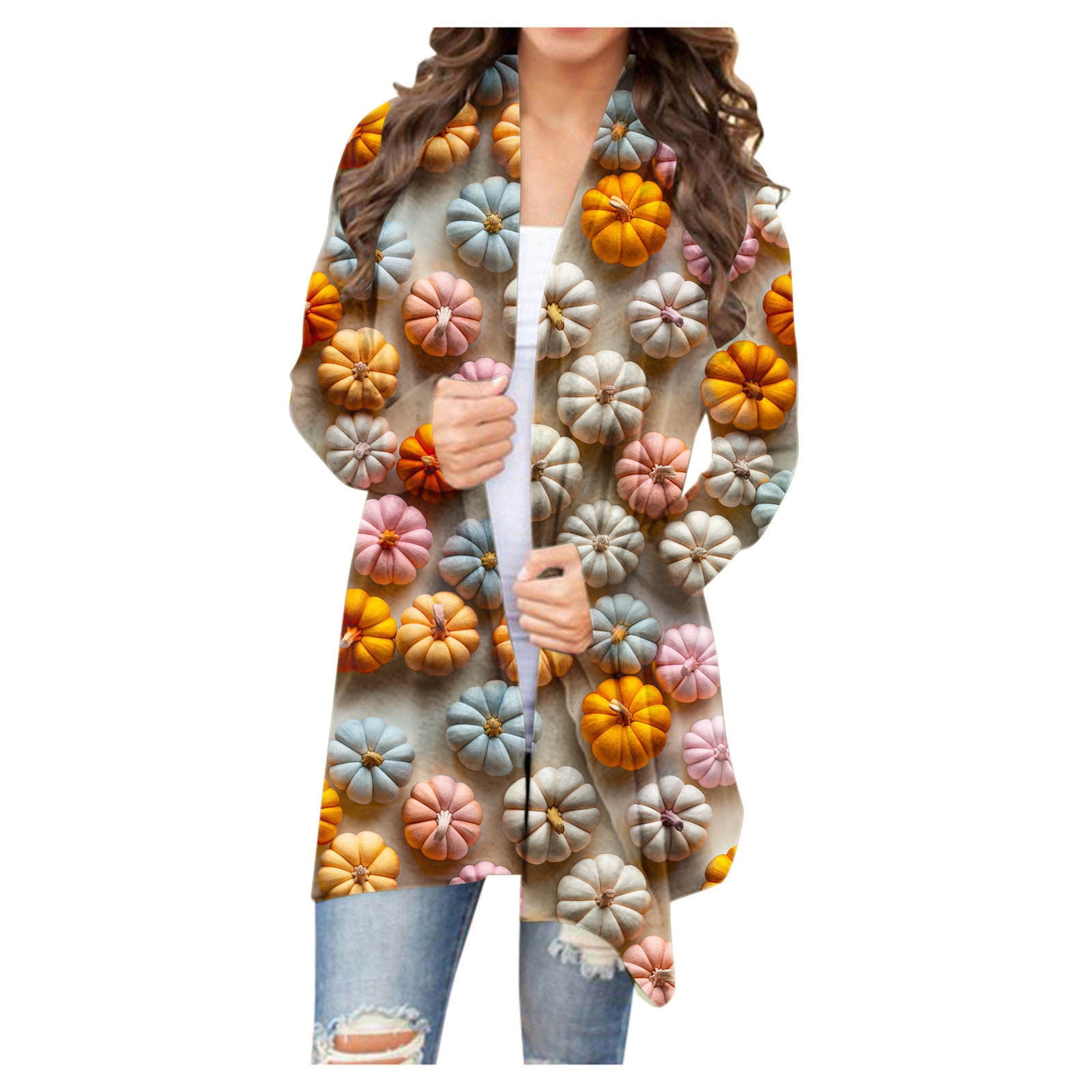 Cardigan Trendy for Women Thanksgiving Pumpkin Printed Loose Cardigans ...