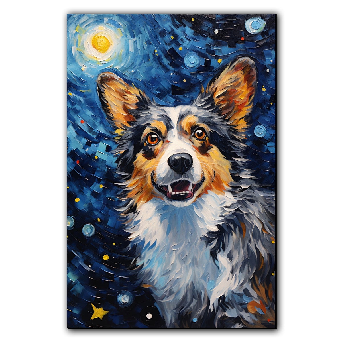 Cardigan Welsh Corgi Art Starry Night Canvas Print of Van Gogh Oil ...