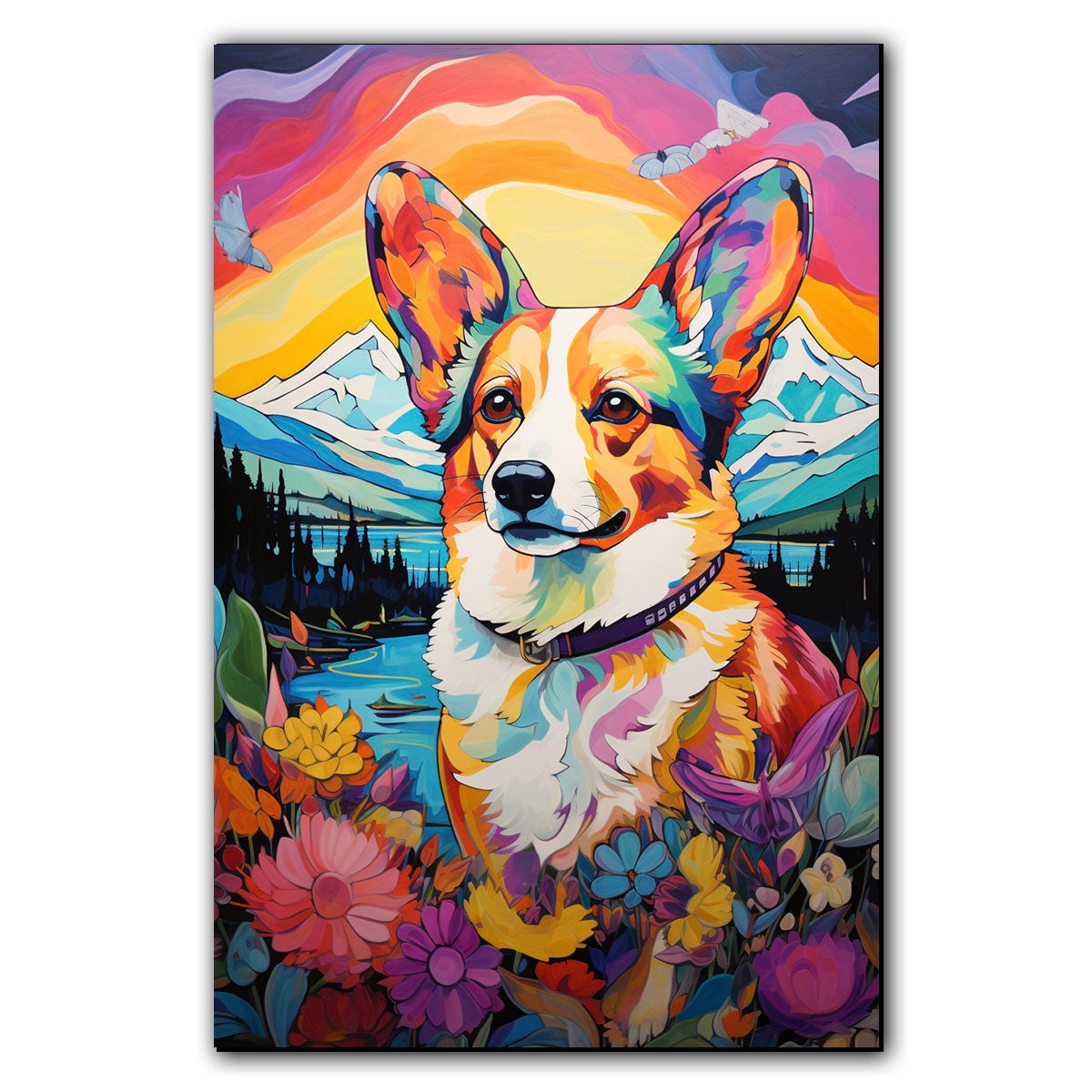 Cardigan Welsh Corgi Dog Canvas Wall Art for Living Room, Funny ...