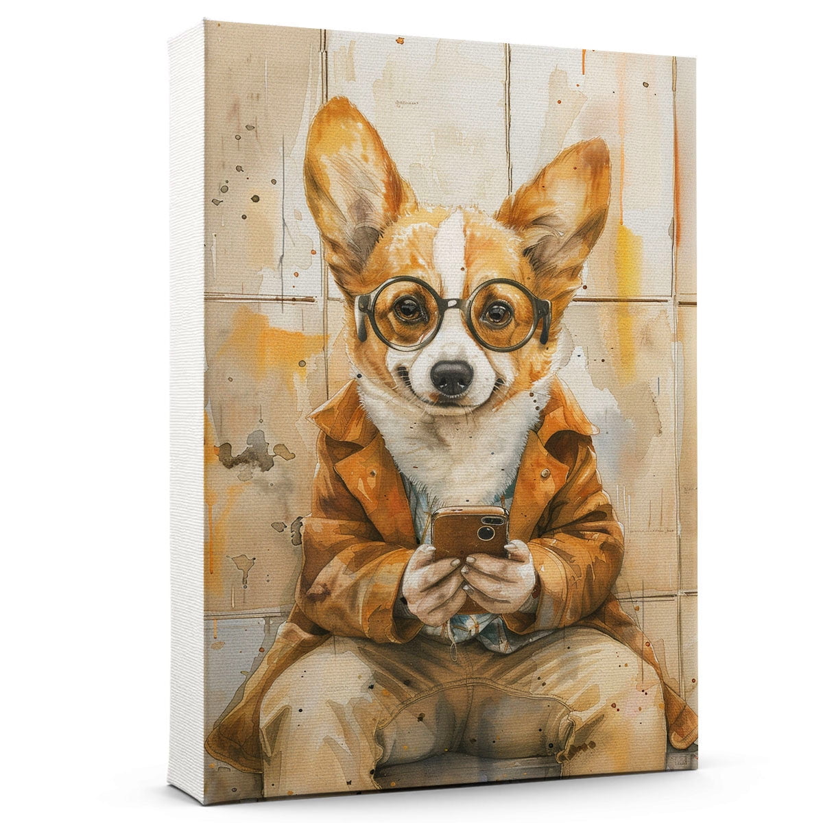 Cardigan Welsh Corgi Dog Siting On Toilet Poster Unframe, Cardigan ...