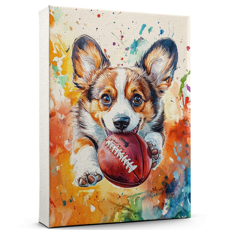 Cardigan Welsh Corgi Dog Stretched Canvas Size 8x12 – American Football ...
