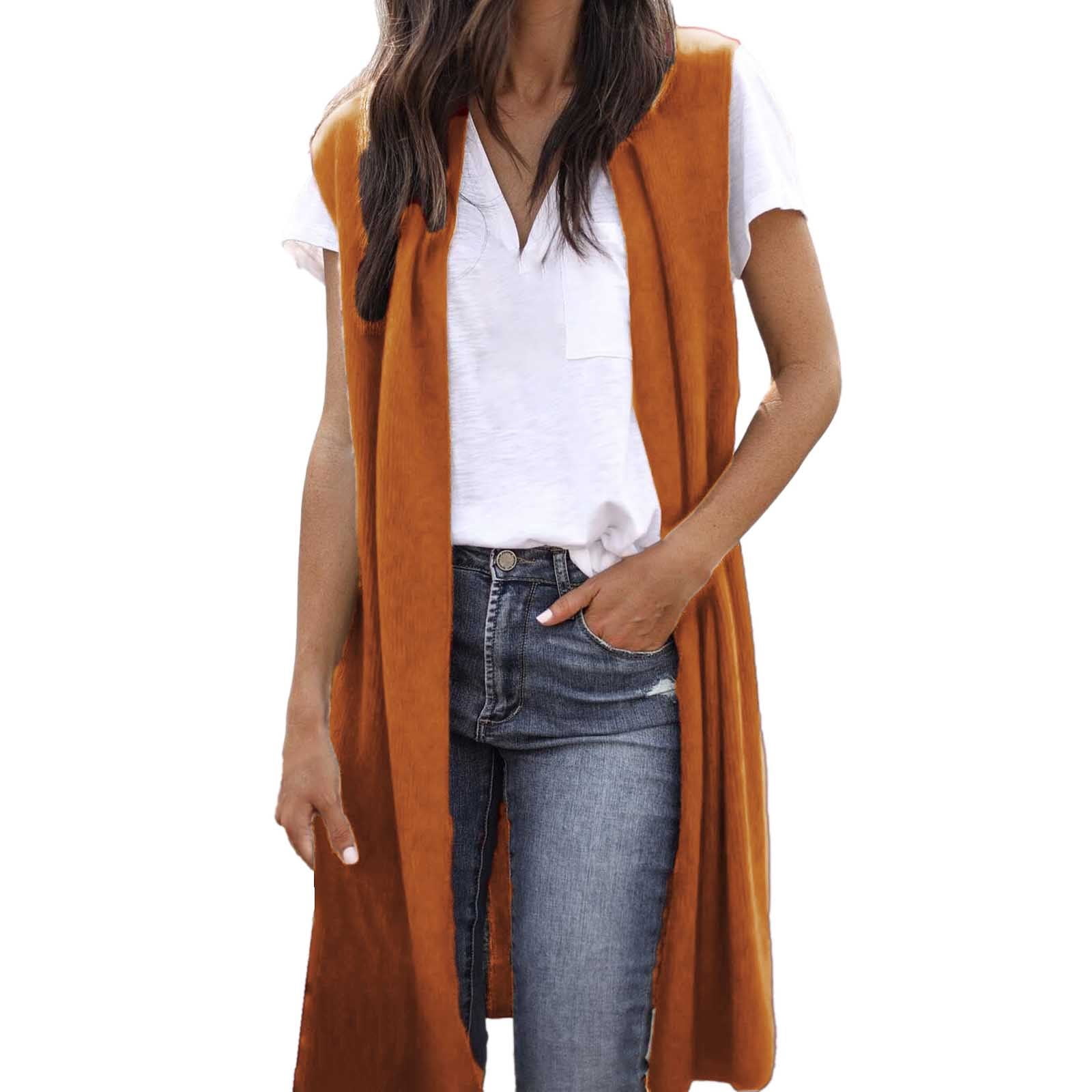 Cardigan Women Long Sweater Vests Sleeveless Open Front Tunic Vest Long ...