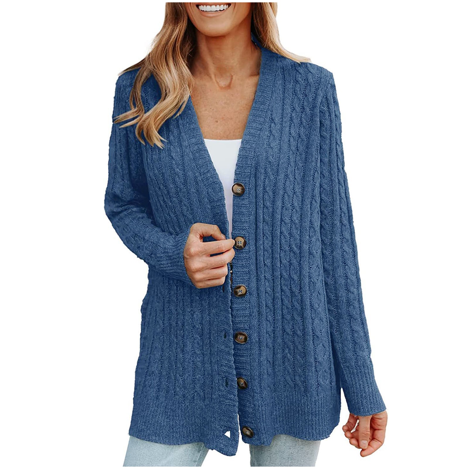 Cardigan Women's Black Women's Autumn Open Front Cardigan Knitted ...
