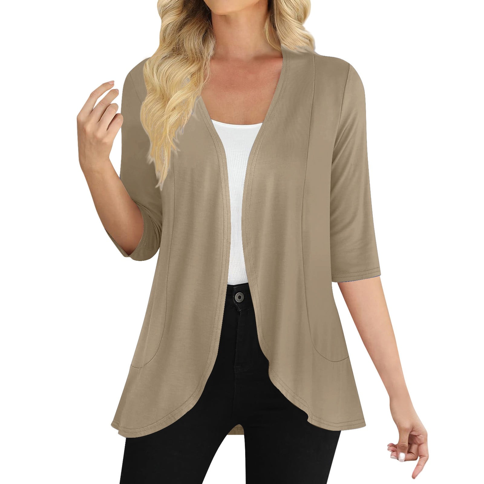 Cardigan for Dress, Yigetop Women's Casual 3/4 Sleeve Cardigan ...