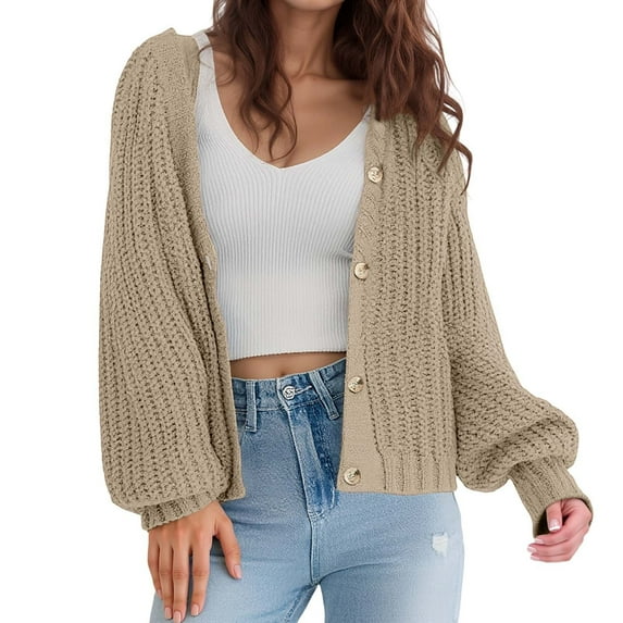 Cardigan for Women Knit Button Down Light Beige Sweaters for Women ...