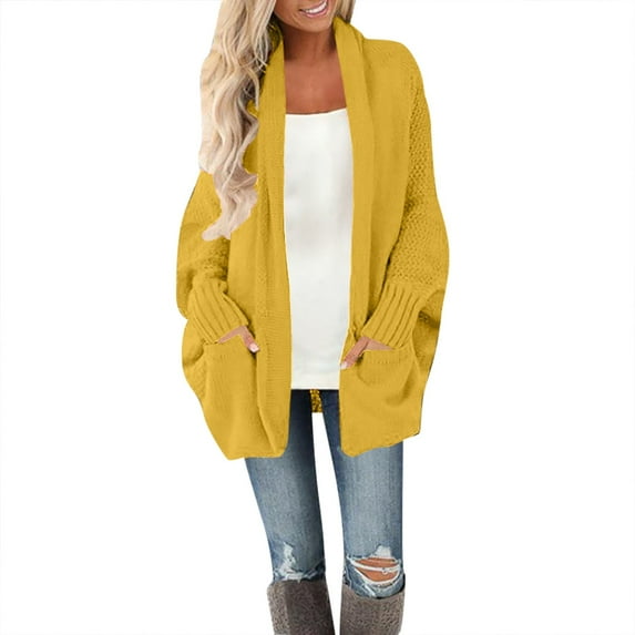 Cardigan for Women Knit Down Light Yellow Sweaters for Women Cozy ...