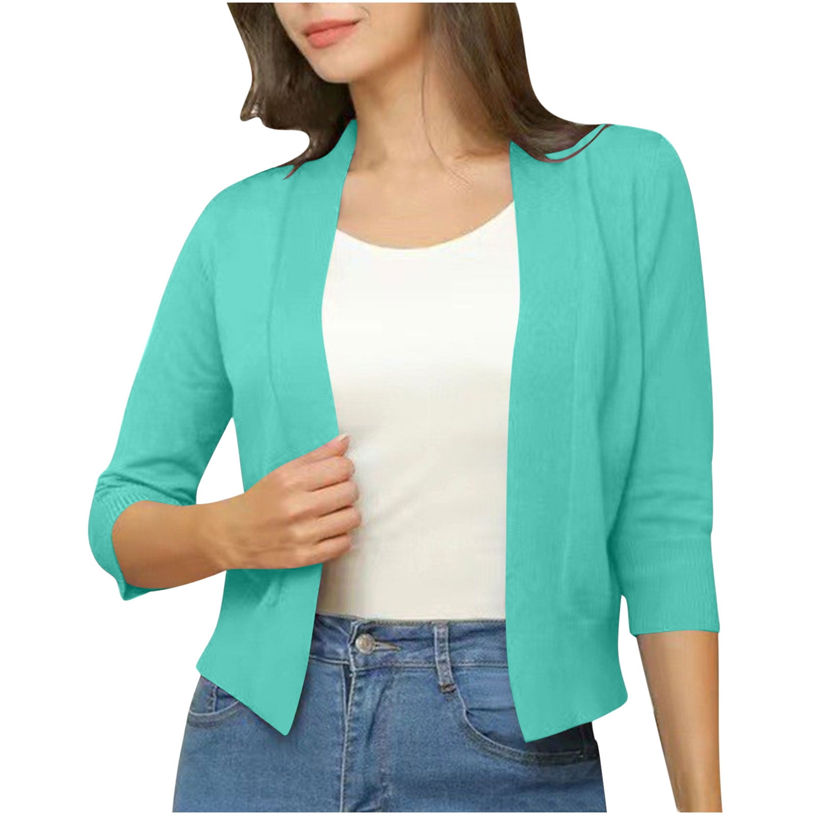 Cardigan for Women Trendy New Women's 3/4 Sleeve Short Shrugs Solid ...