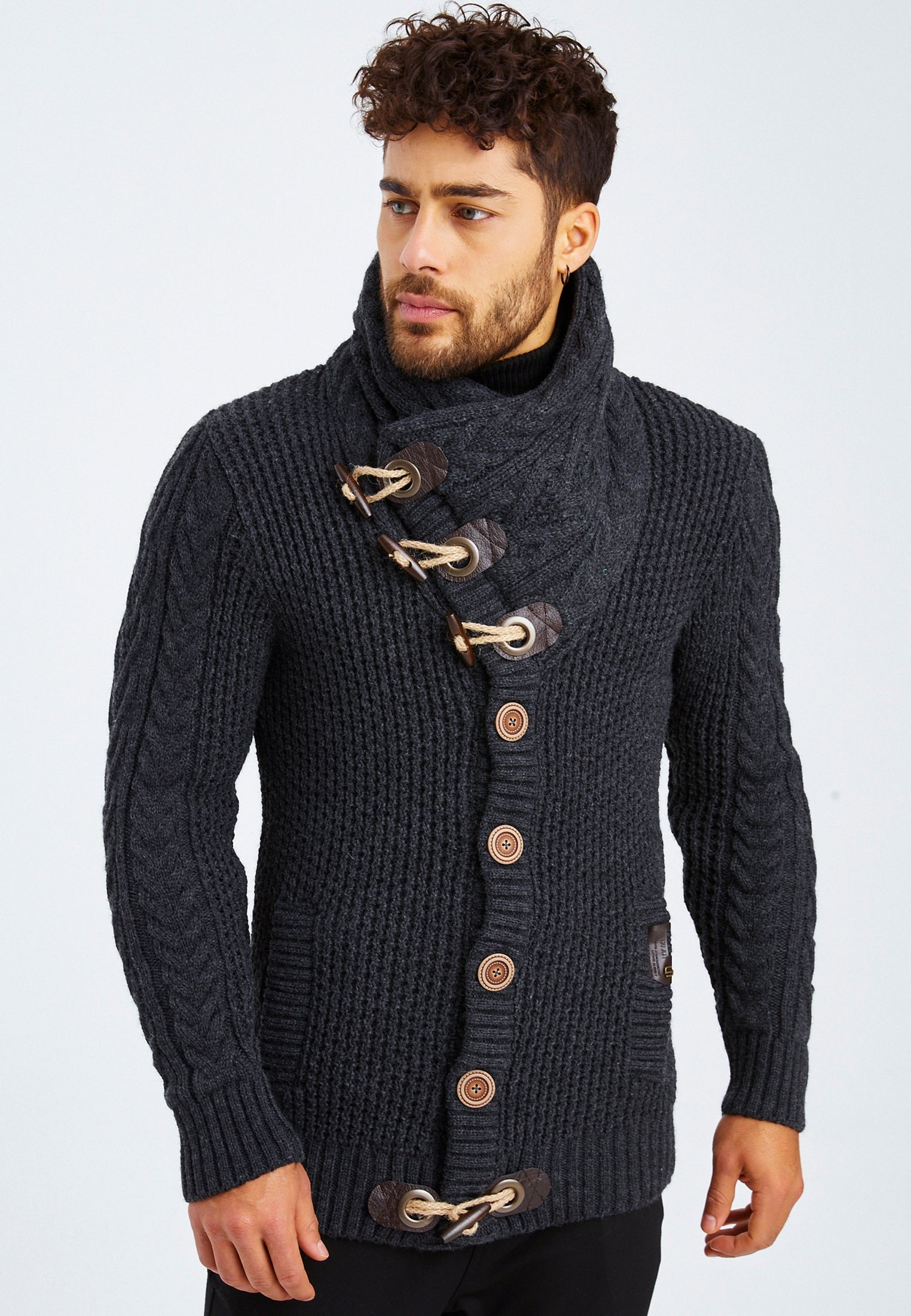 Cardigan with Stand-Up Collar – Stylish Design in Anthracite - Walmart.com
