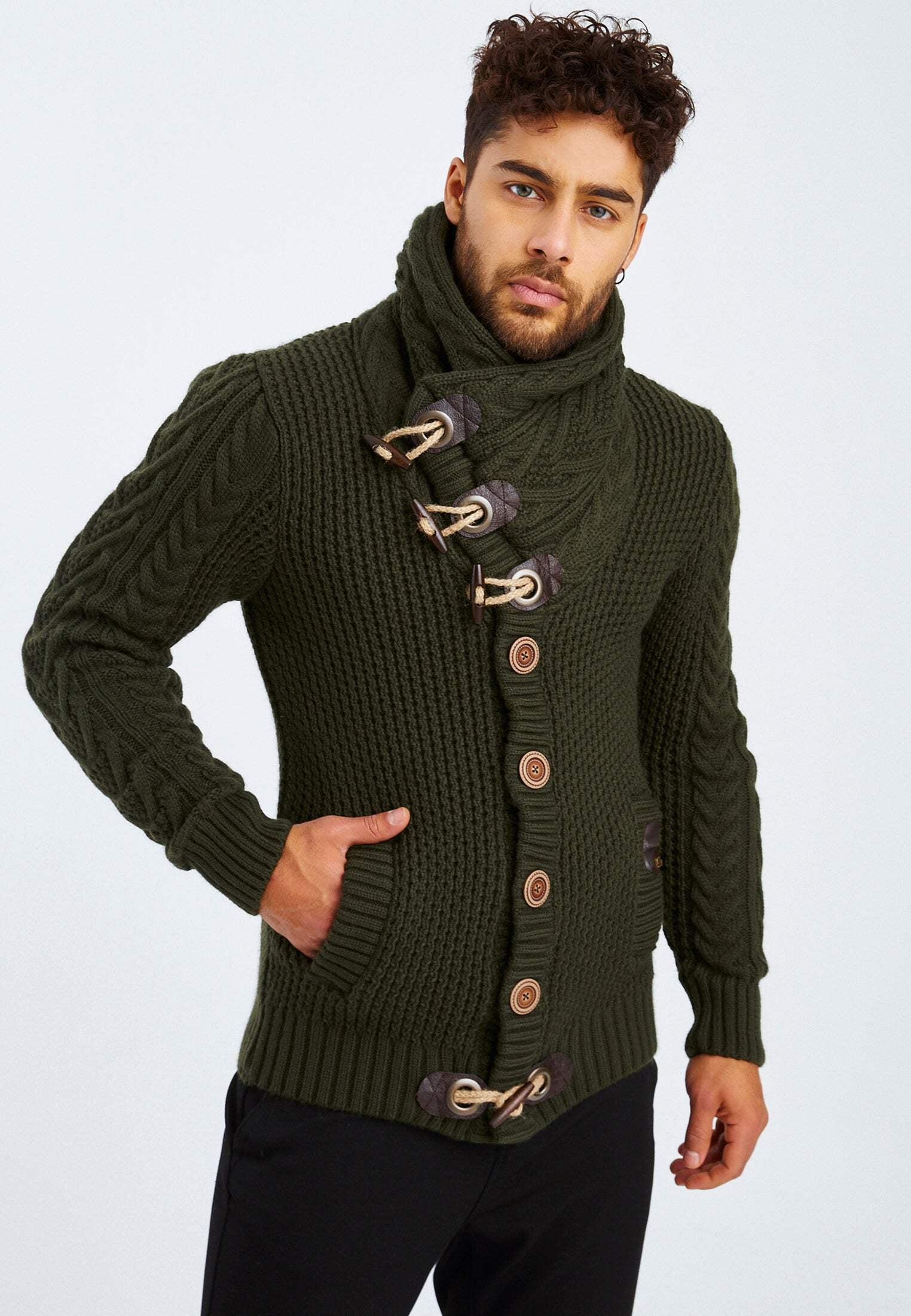 Cardigan with Stand-Up Collar – Stylish Design in Anthracite - Walmart.com