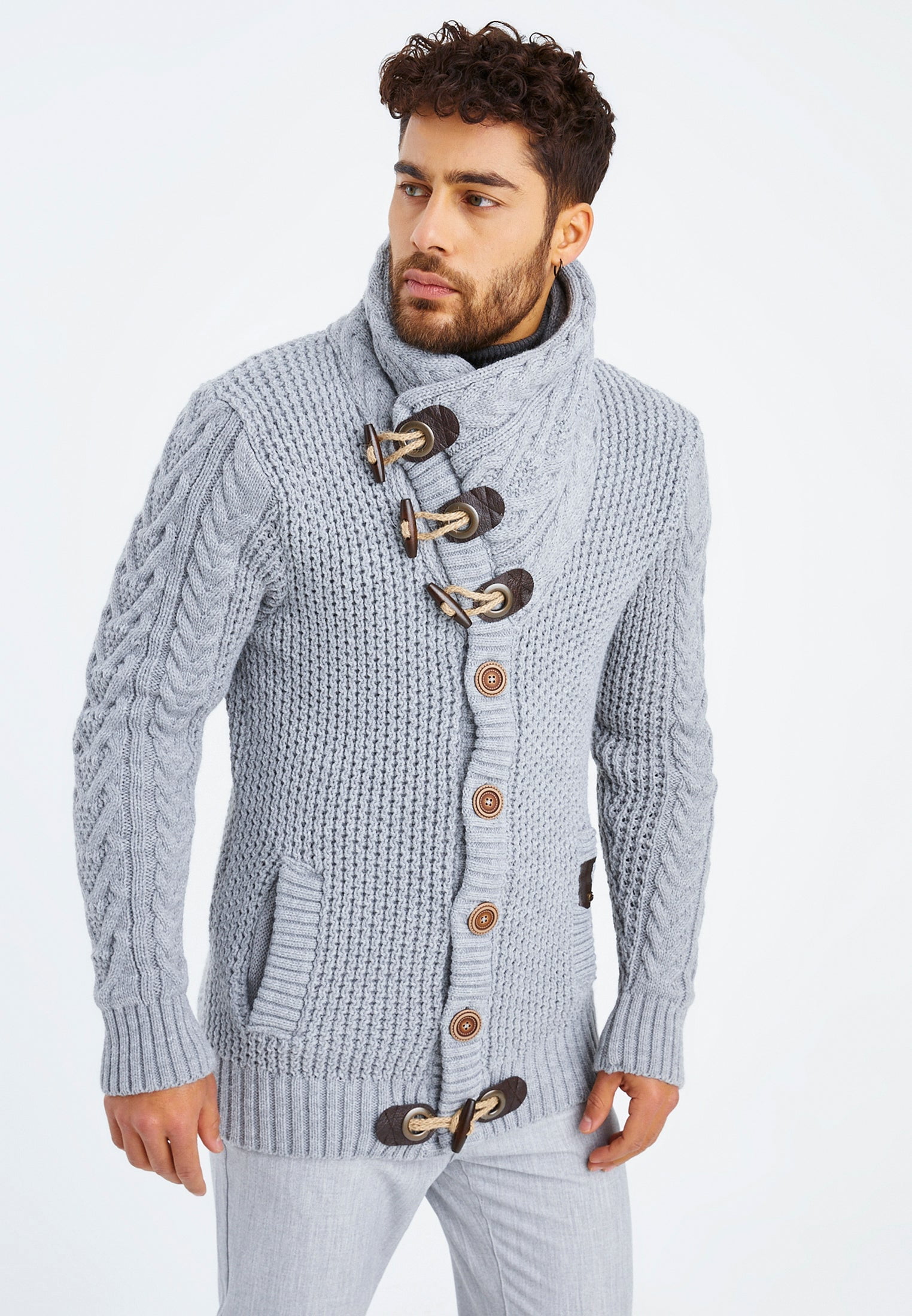 Cardigan with Stand-Up Collar – Stylish Design in Anthracite - Walmart.com