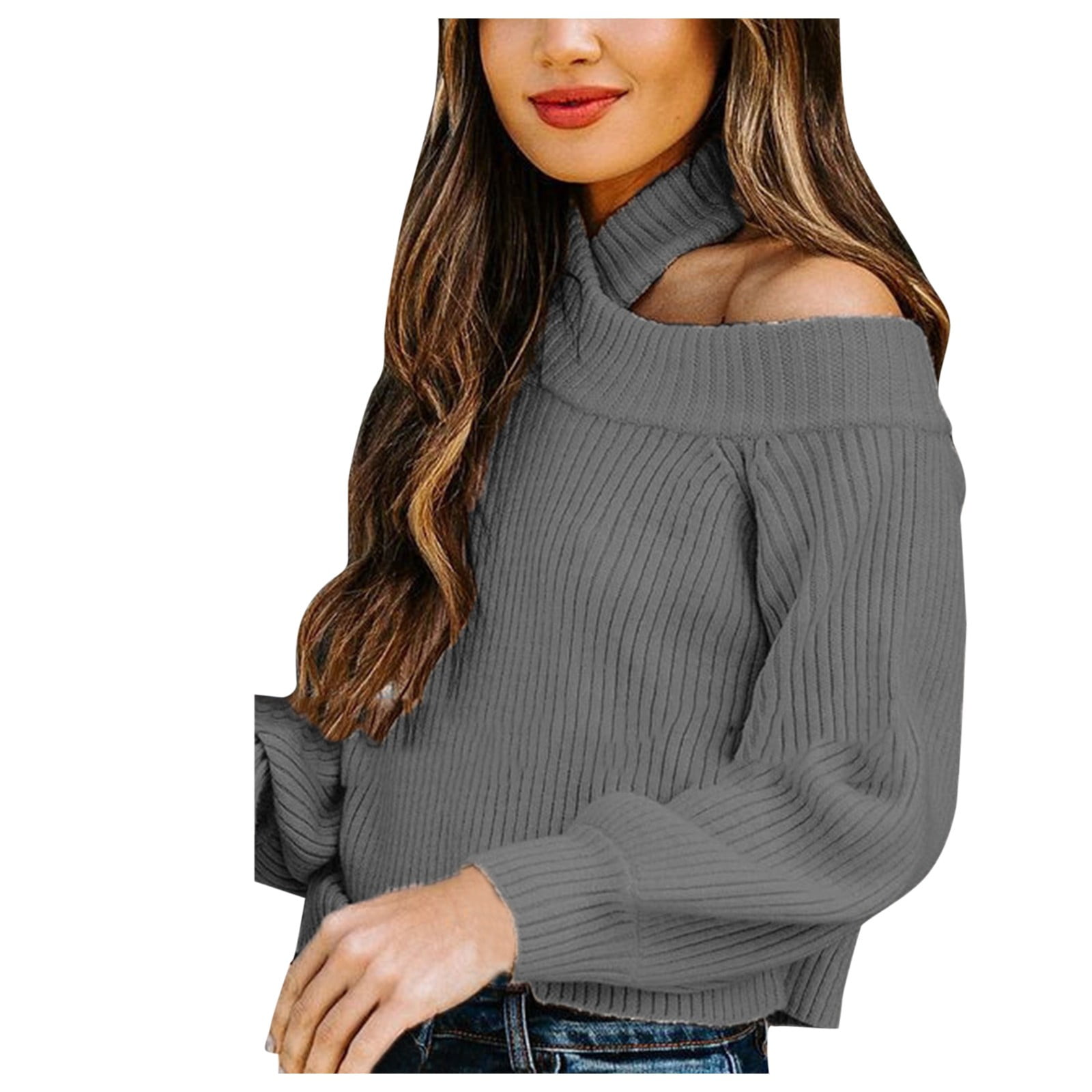 Cardigans Sweaters for Women Trendy Off-The-Shoulder O Neck Knitted ...