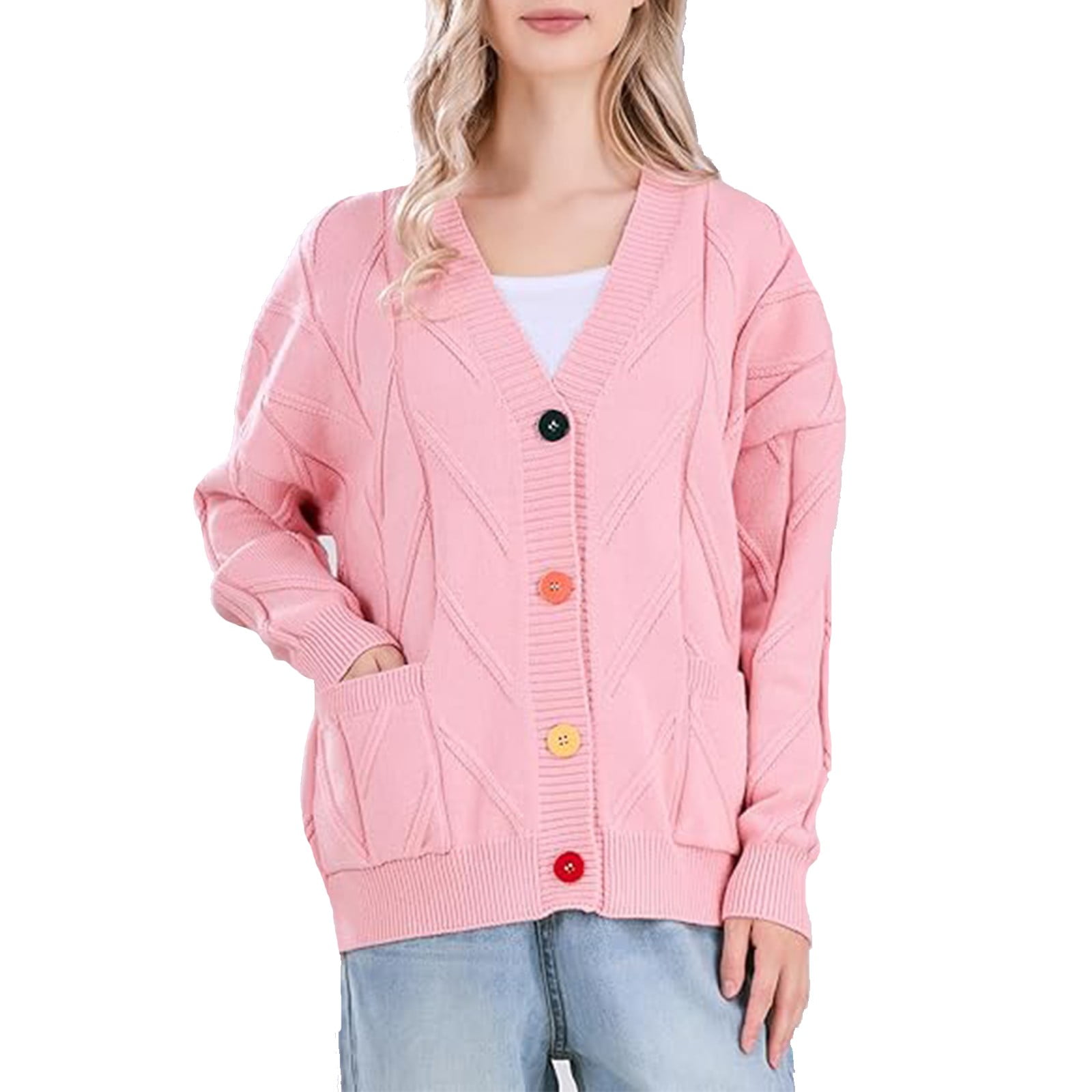 Cardigans Sweaters for Women Trendy Slouchy Loose Short Button Solid ...