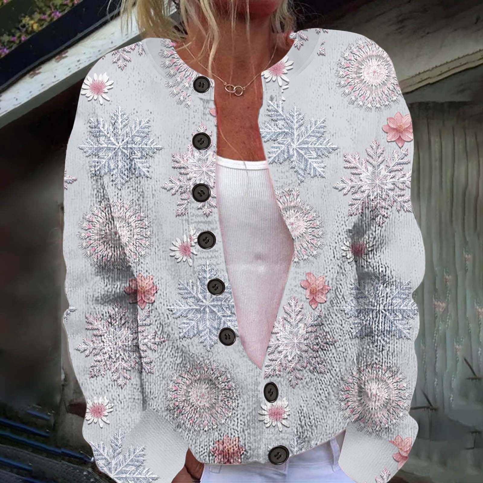 Cardigans for Women Trendy Button Down Long Sleeve Christmas Printed ...