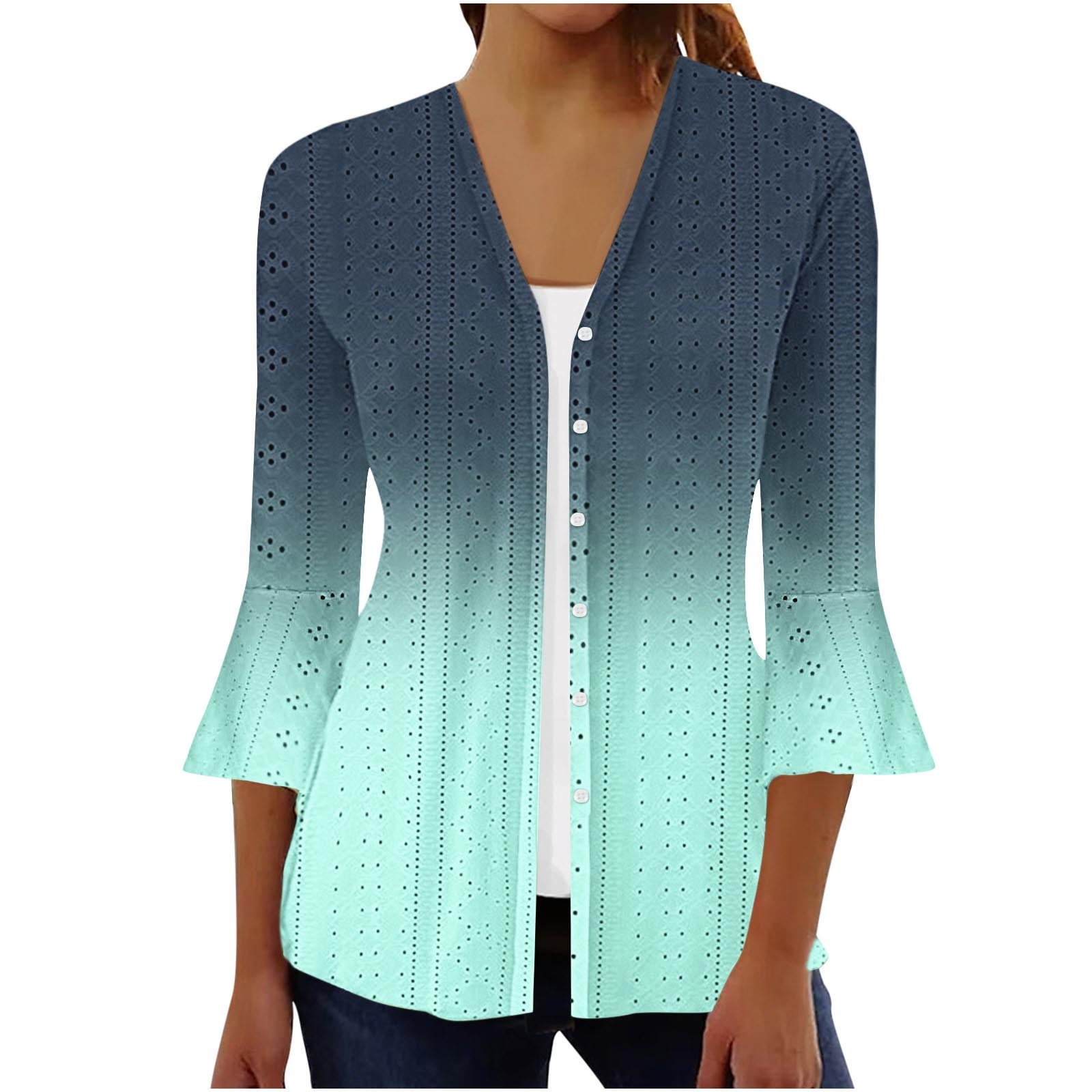 Cardigans for Women Casual Duster Lightweight Cardigans 3/4 Sleeve ...