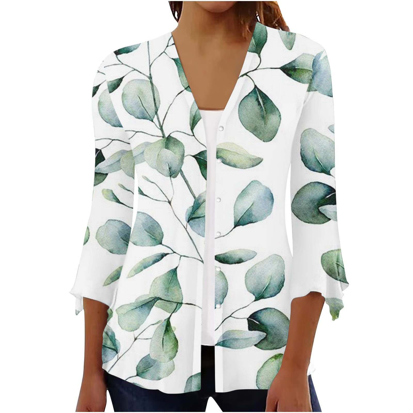 Cardigans for Women Casual Lightweight 3/4 Sleeve Open Front Cardigan ...