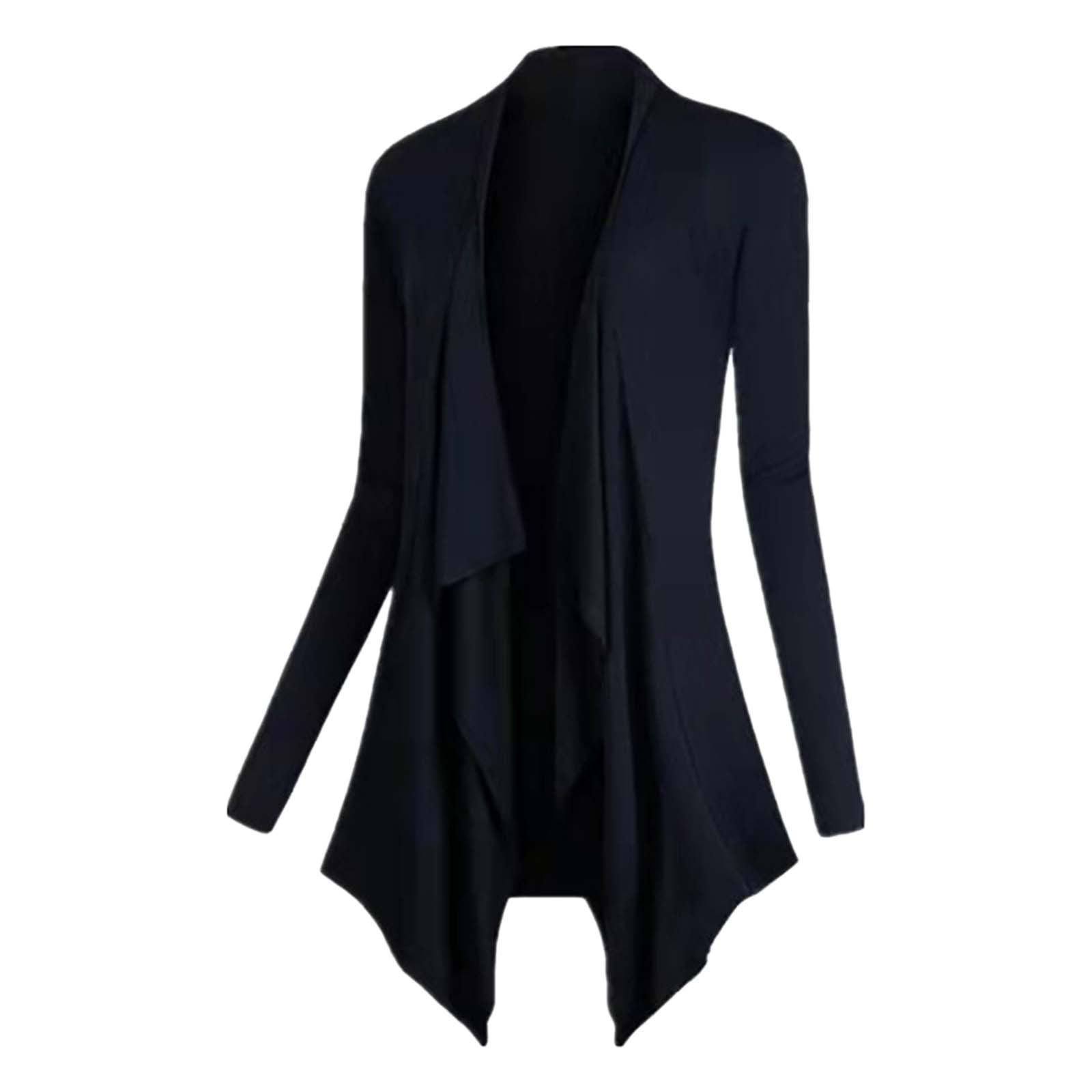 Cardigans for Women Casual Solid Color Drape Front Open Long Sleeve Irregular Hem Fall Shrugs ...