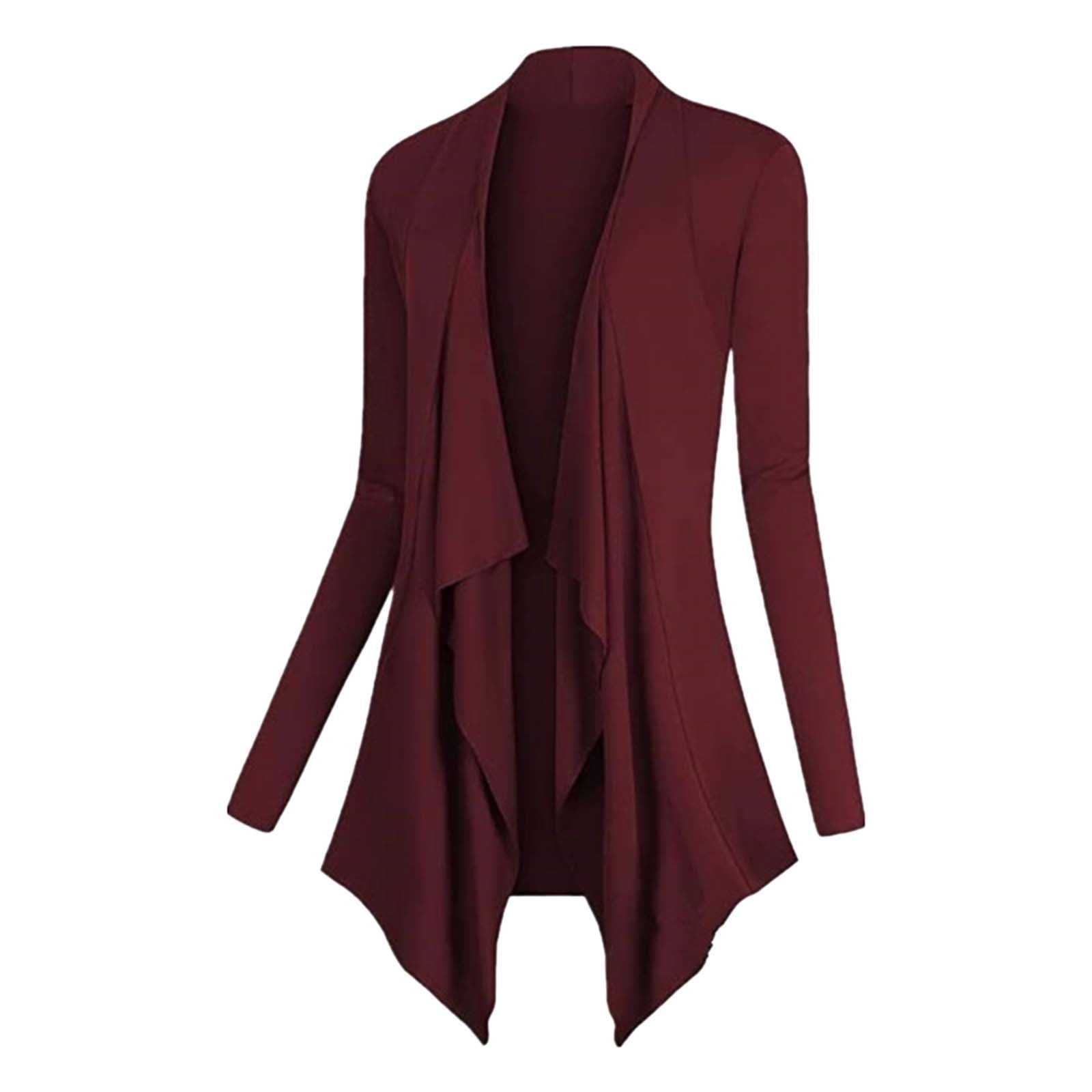 Cardigans for Women Casual Solid Color Drape Front Open Long Sleeve ...
