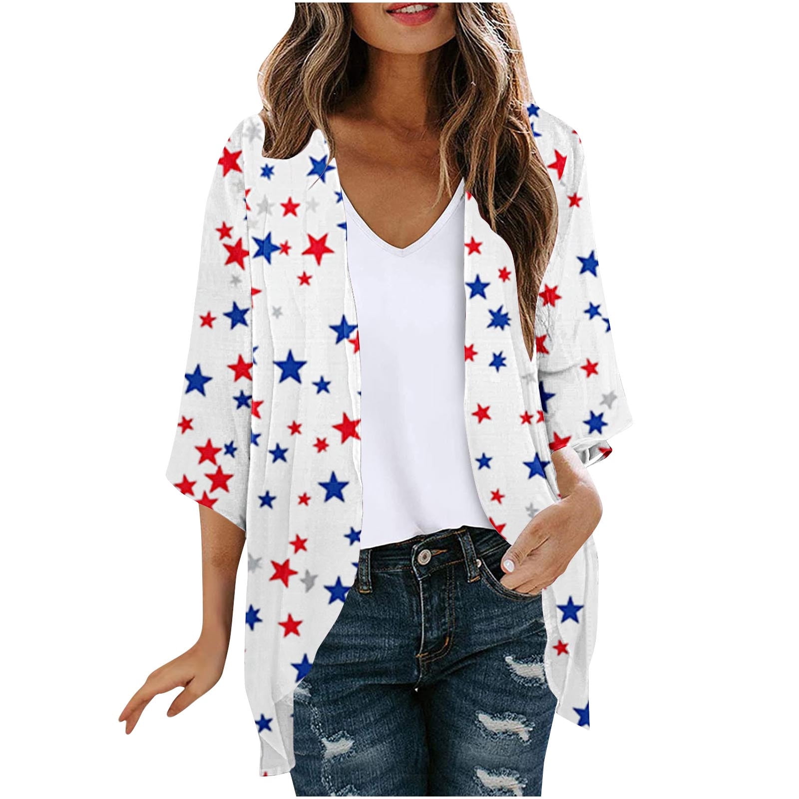 Cardigans for Women Lightweight 2026 Summer Plus Size Independence Day ...