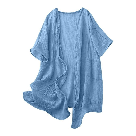Cardigans for Women Lightweight Cotton Linen Open Front Summer Long ...