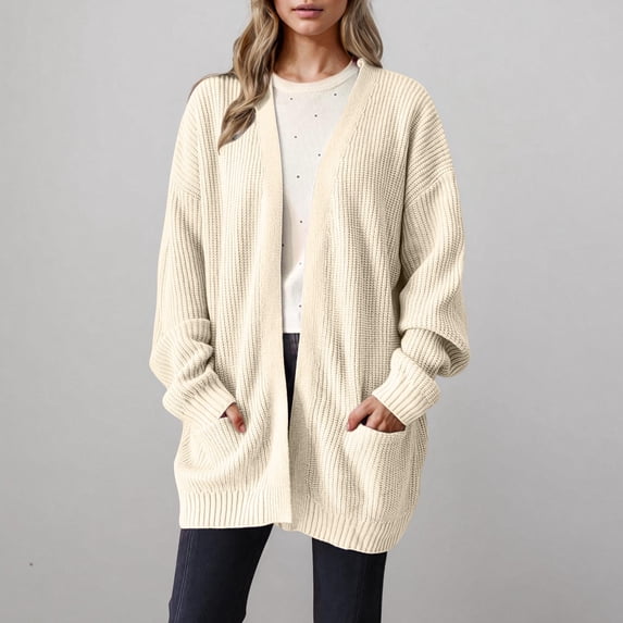 Cardigans for Women Long Jackets Open Front Shirt Loose Fit Cable Knit ...