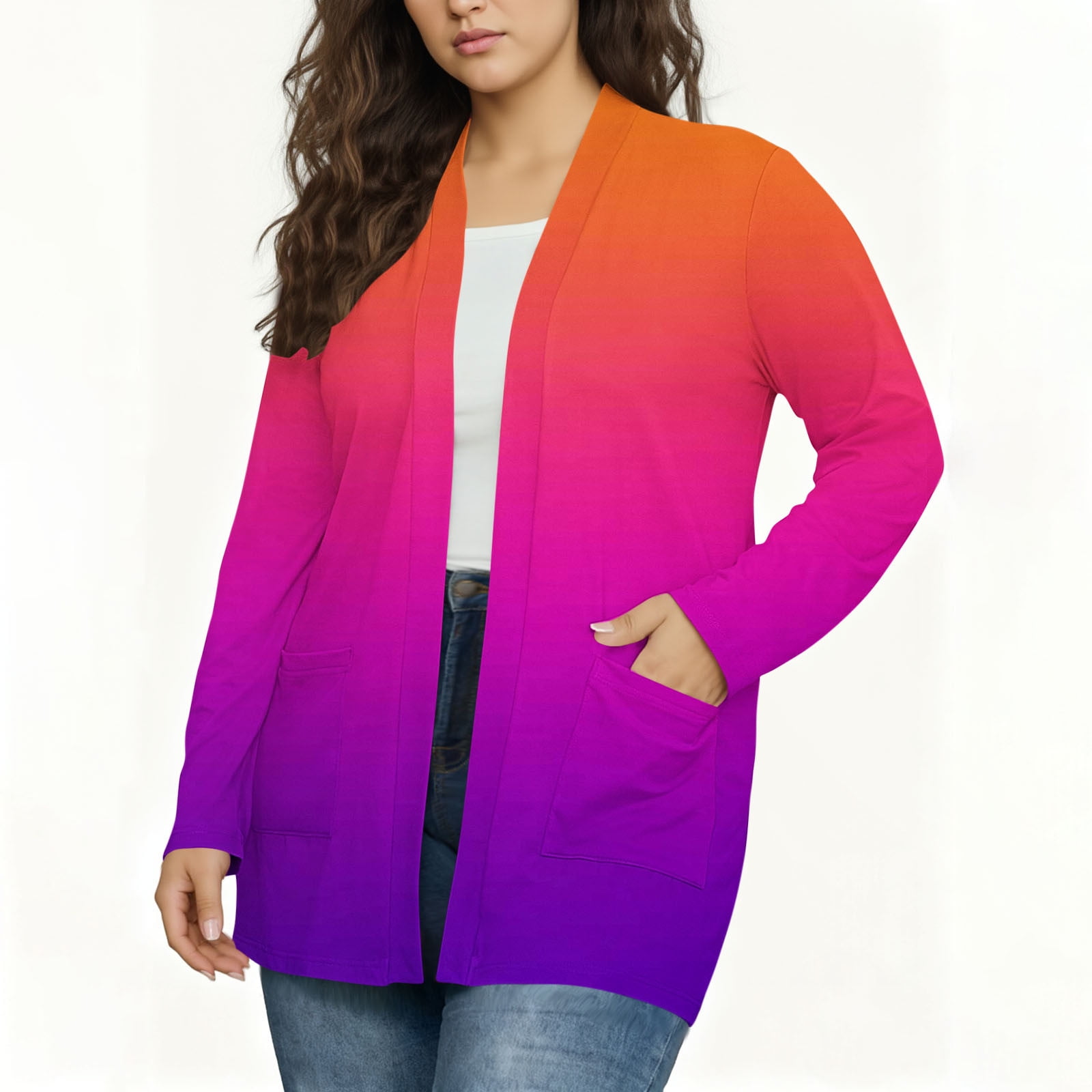 Cardigans for Women Plus Size Lightweight Graphic Shirt Open Front ...