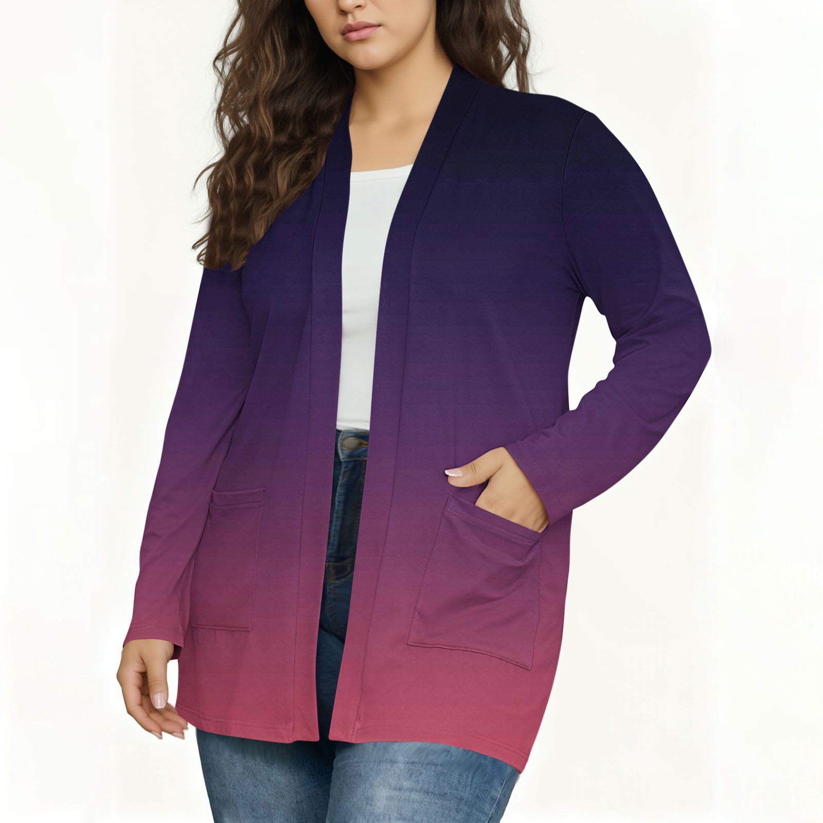Cardigans for Women Plus Size Lightweight Graphic Shirt Open Front ...