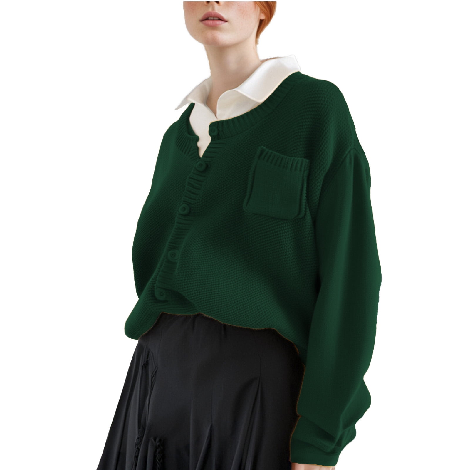 Cardigans for Women Trendy Drop Shoulder Long Sleeve Sweater Button Up ...