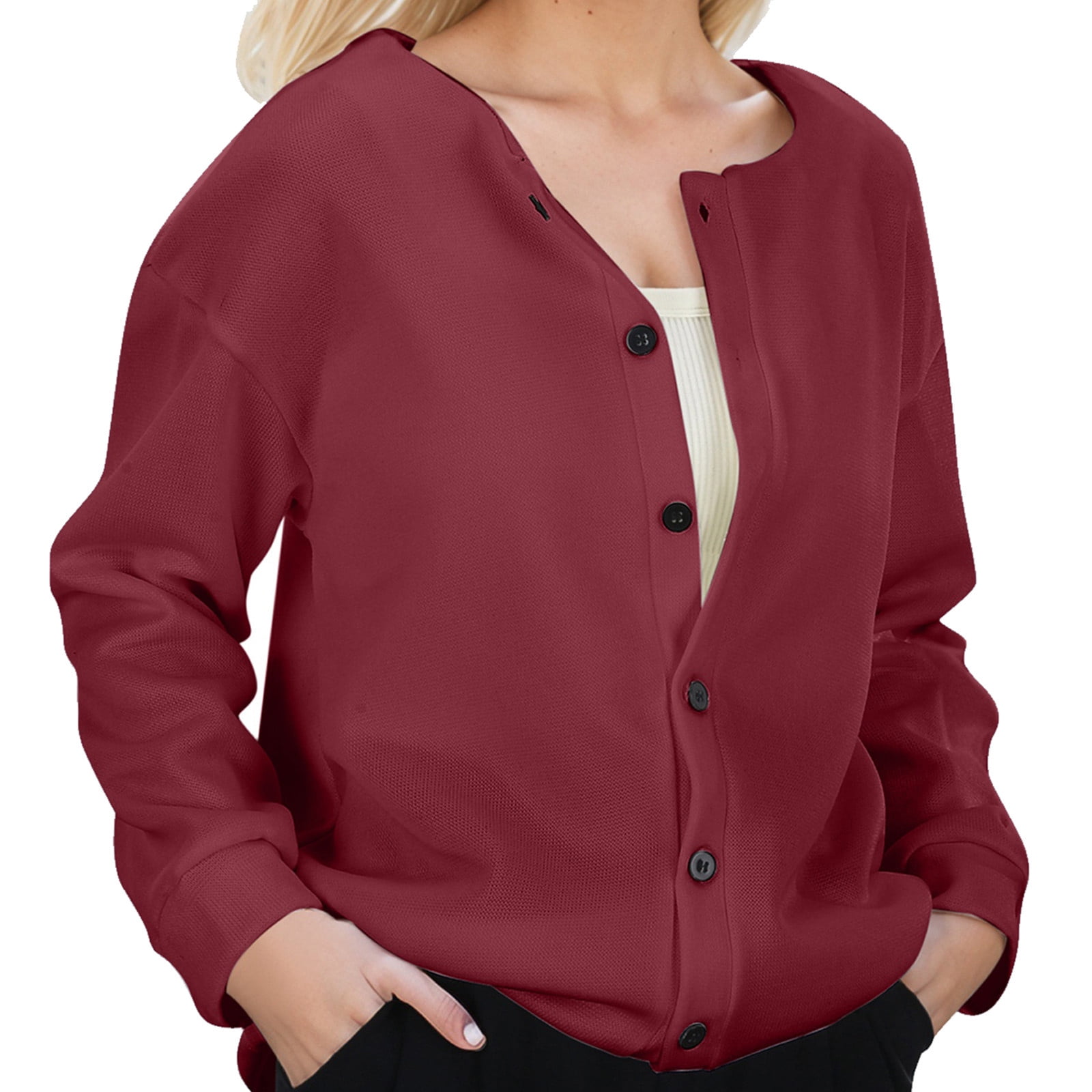 Cardigans for Women Trendy Solid Color Printed Fashion V Neck Long ...