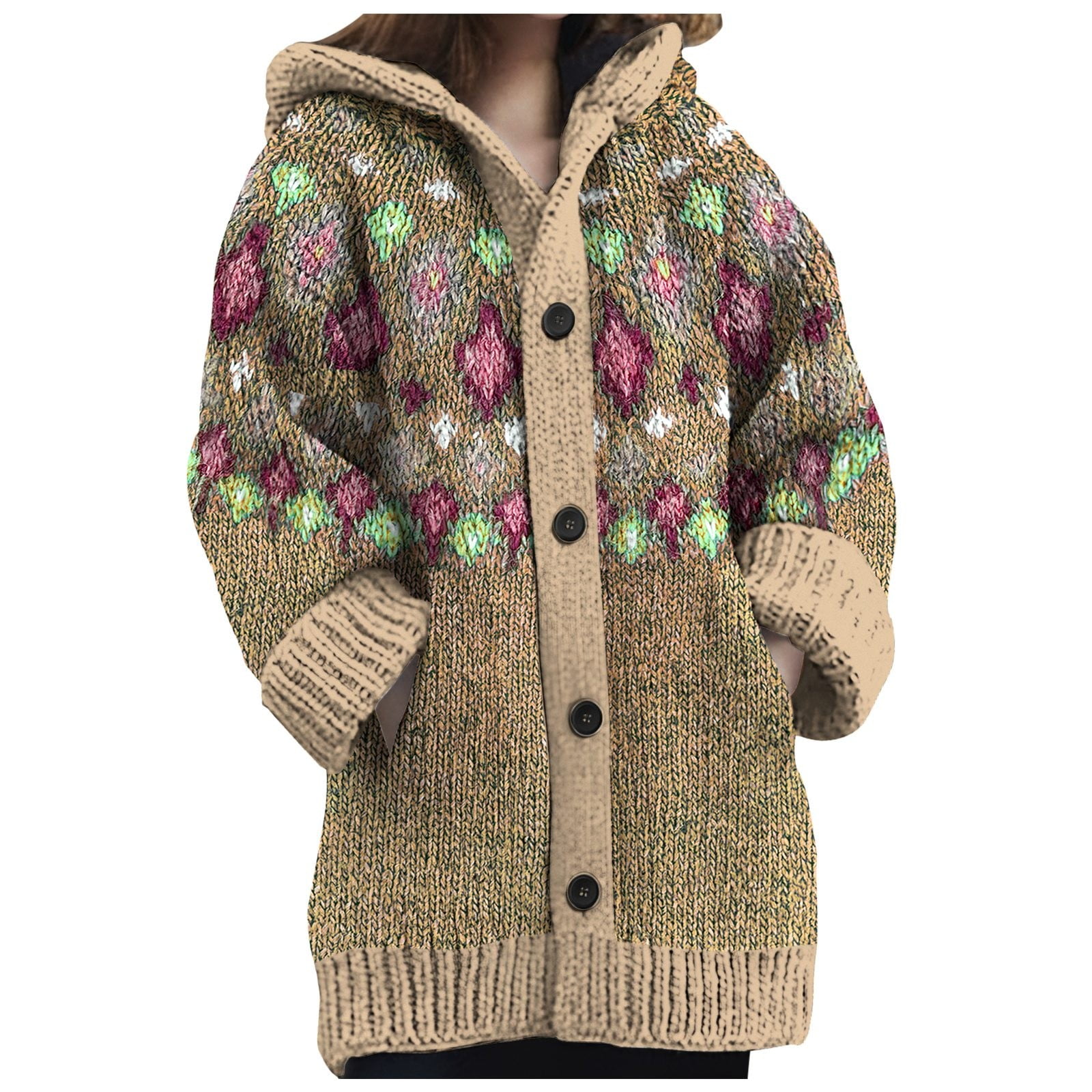 Cardigans for Women Trendy Women's Cozy Knitted Hooded Cardigan with ...