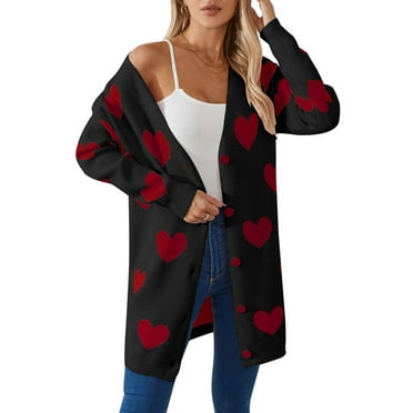 Heart Sweaters for Women Valentine's Day Color Block Splicing Casual Loose Cute Pullover Sweater ...