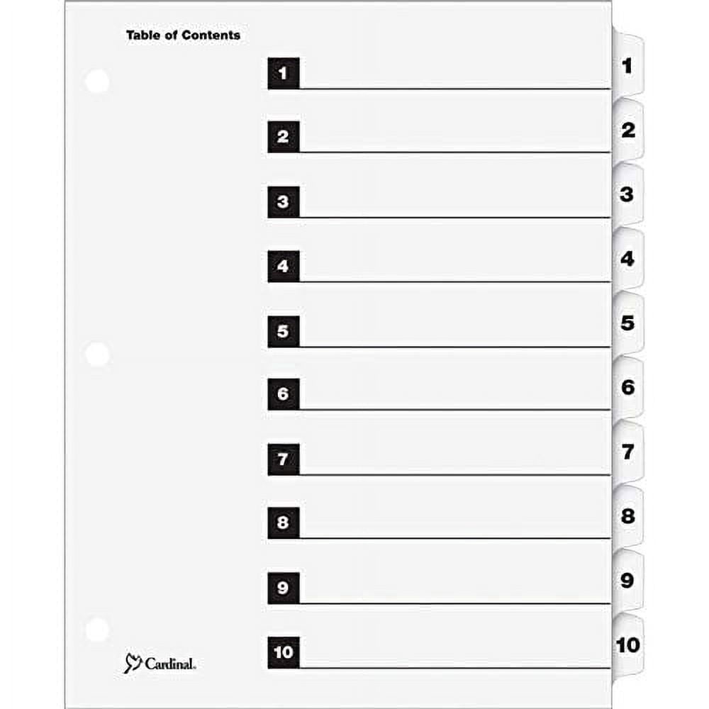 Cardinal 10-Tab Numbered Binder Dividers, OneStep Index System for 3 ...