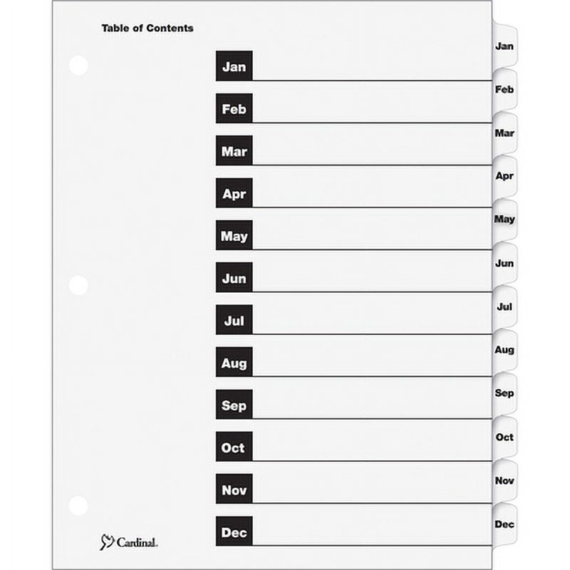 Cardinal-2PK Onestep Printable Table Of Contents And Dividers, 12-Tab ...