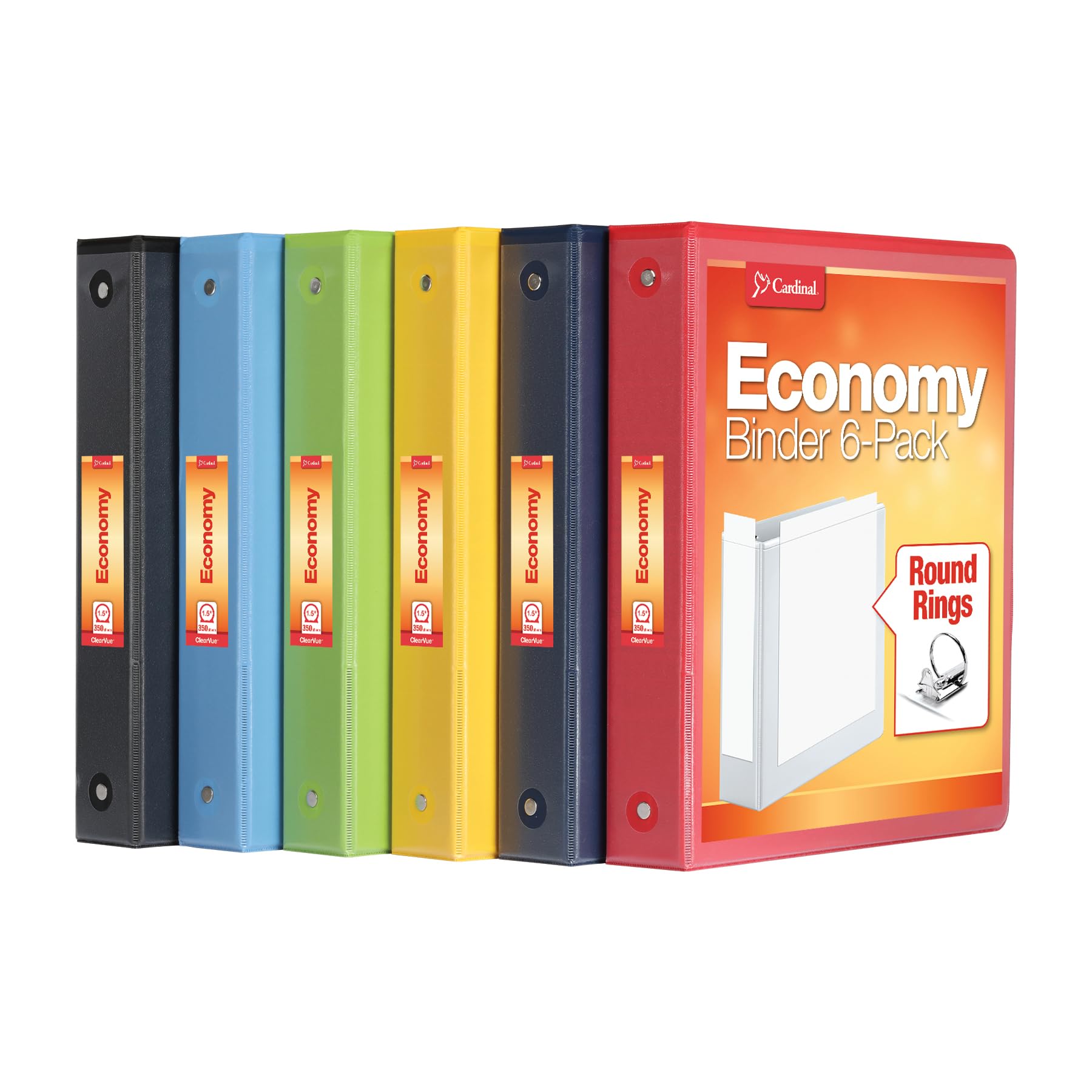 Cardinal 3 Ring Binders, 1.5 Inch, Round Rings, Holds 350 Sheets, ClearVue Presentation View ...