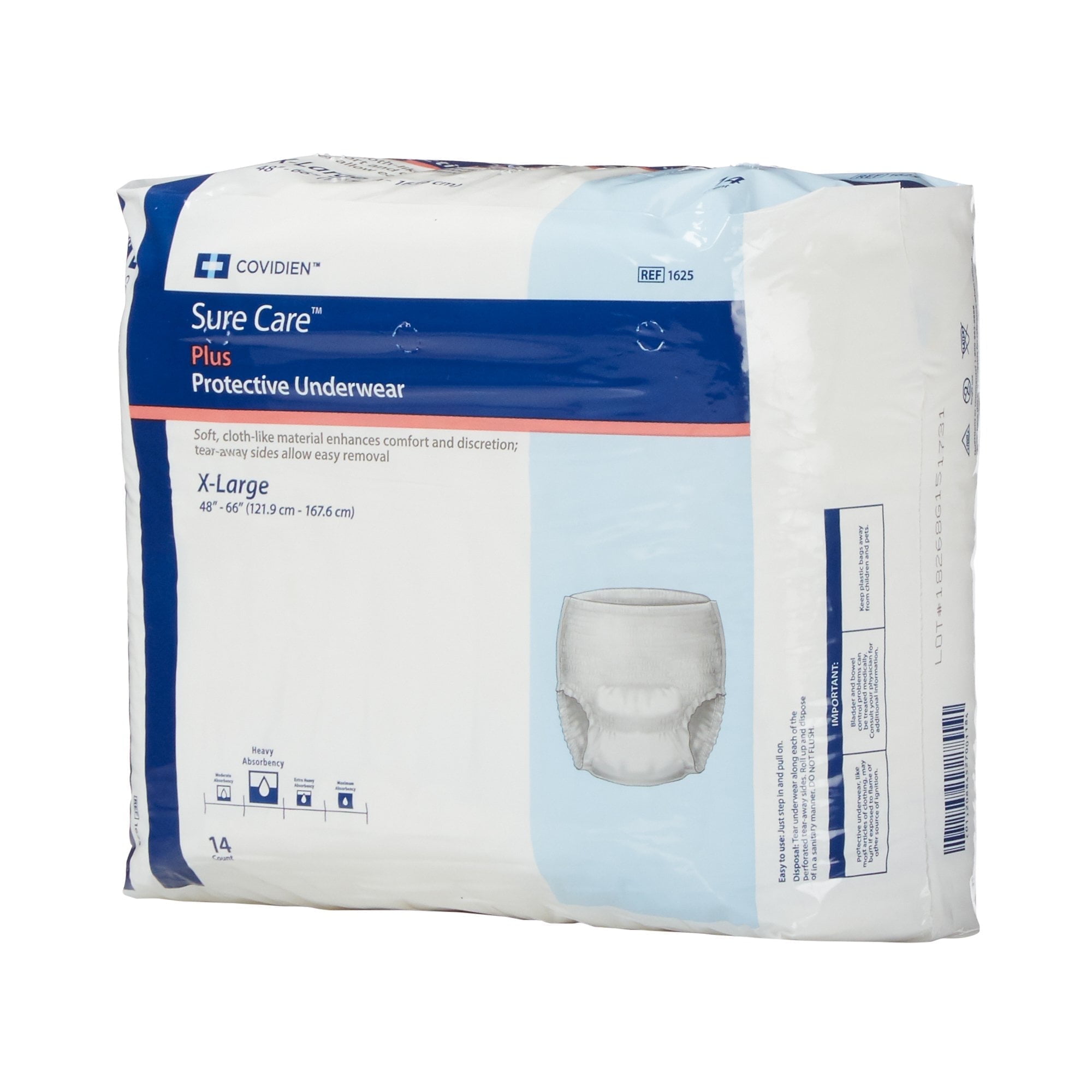Cardinal Adult Absorbent Underwear Sure Care Pull On X-Large Disposable ...