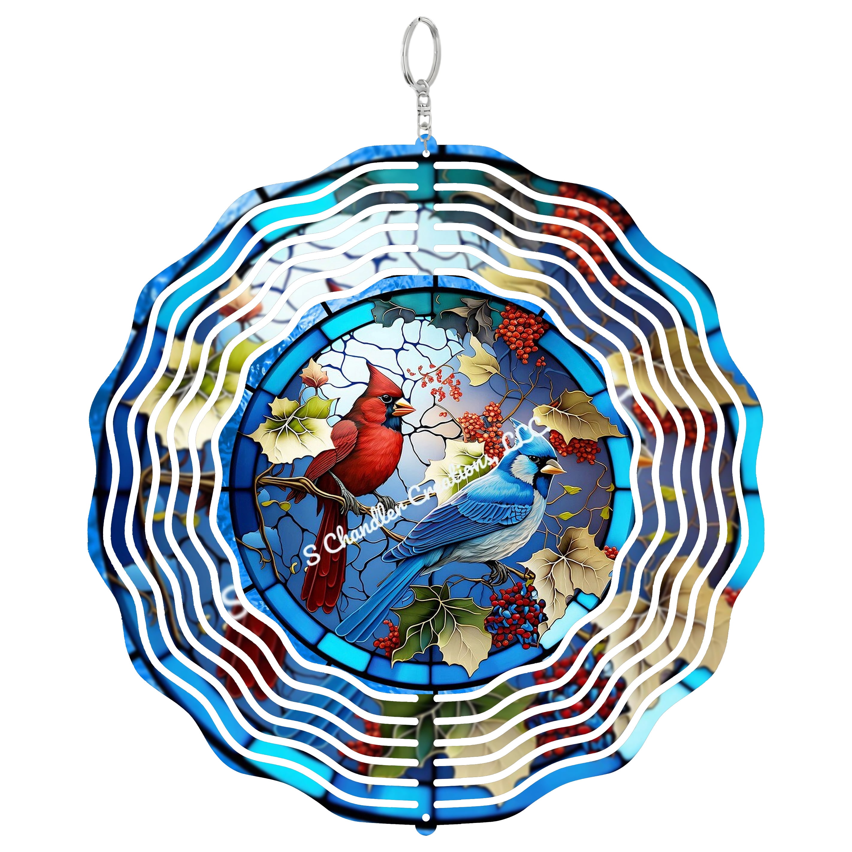 Cardinal And Bluebird 3D Wind Spinner Nature Bird Watcher Kinetic ...