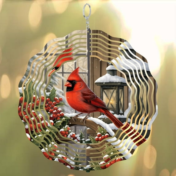 Cardinal And Lantern Winter Christmas 3D Wind Spinner Sublimation ...
