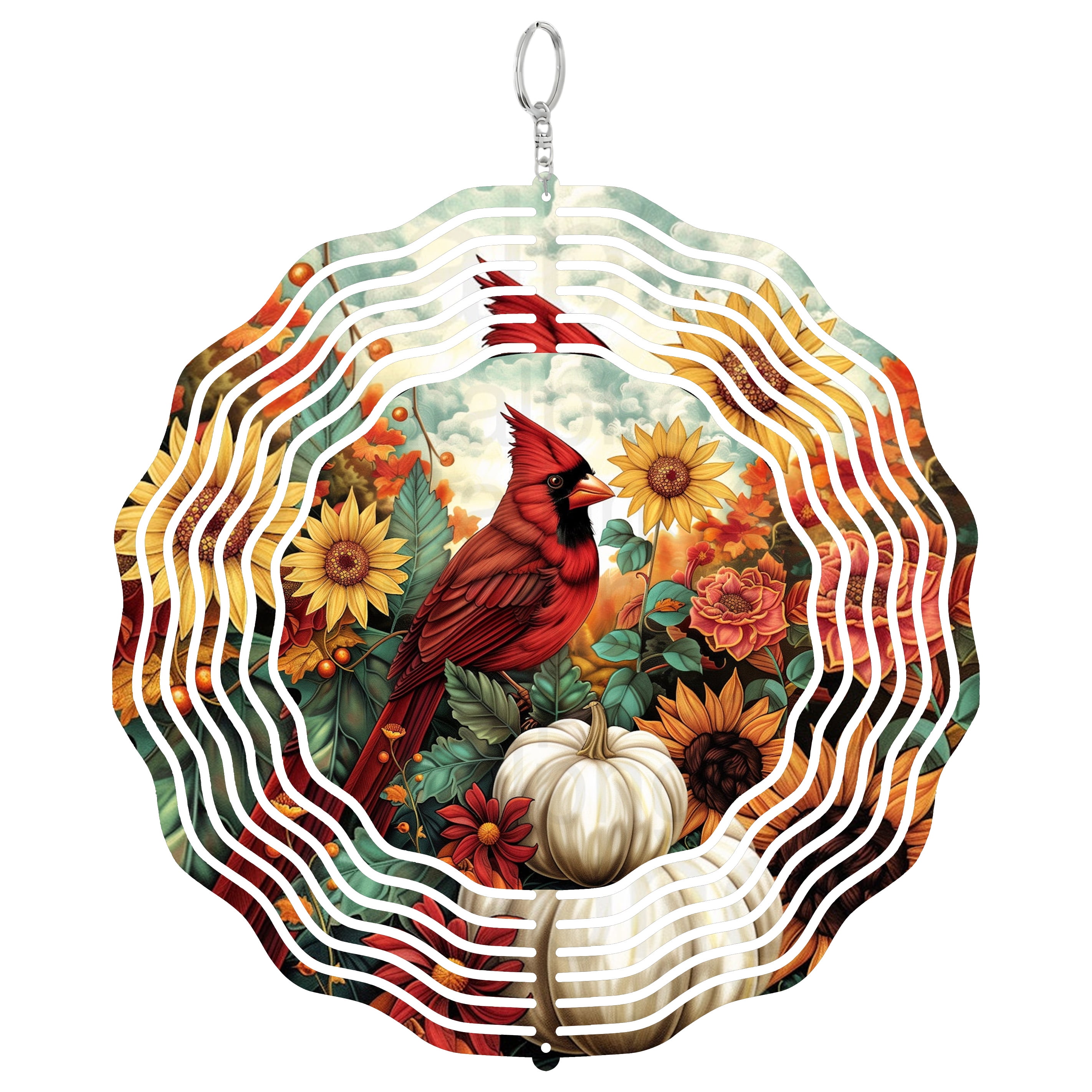 Cardinal And Pumpkins Fall 3D Wind Spinner Kinetic Hanging Garden Decor ...