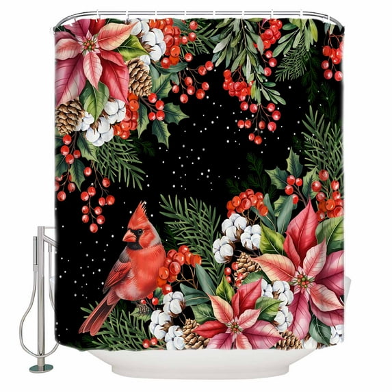 Cardinal Bird Bathroom Shower Curtains with 12 Hooks Polyester ...