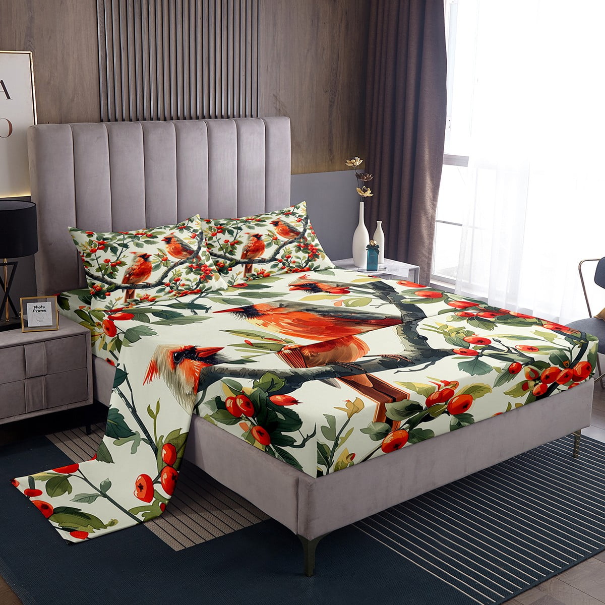 Cardinal Bird Bed Sheets Set Twin Size Spring Themed Sheet Set Teens ...