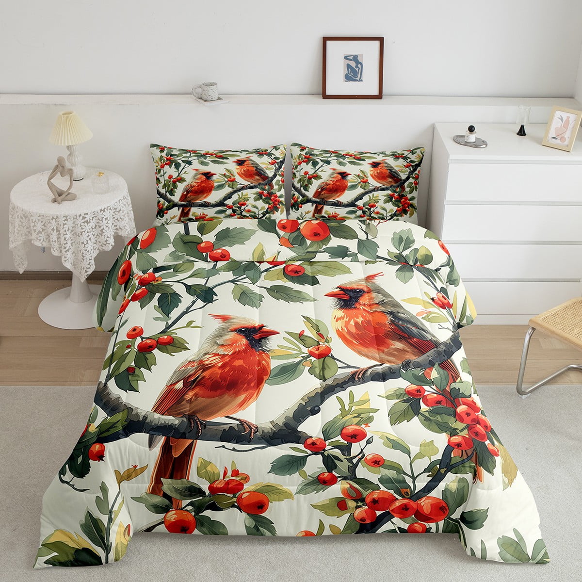 Cardinal Bird Bedding Twin Size Spring Themed Comforter Set Teens ...