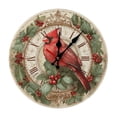Cardinal Bird Berries Round Wooden Wall Clock, Silent Non-Ticking Decor ...