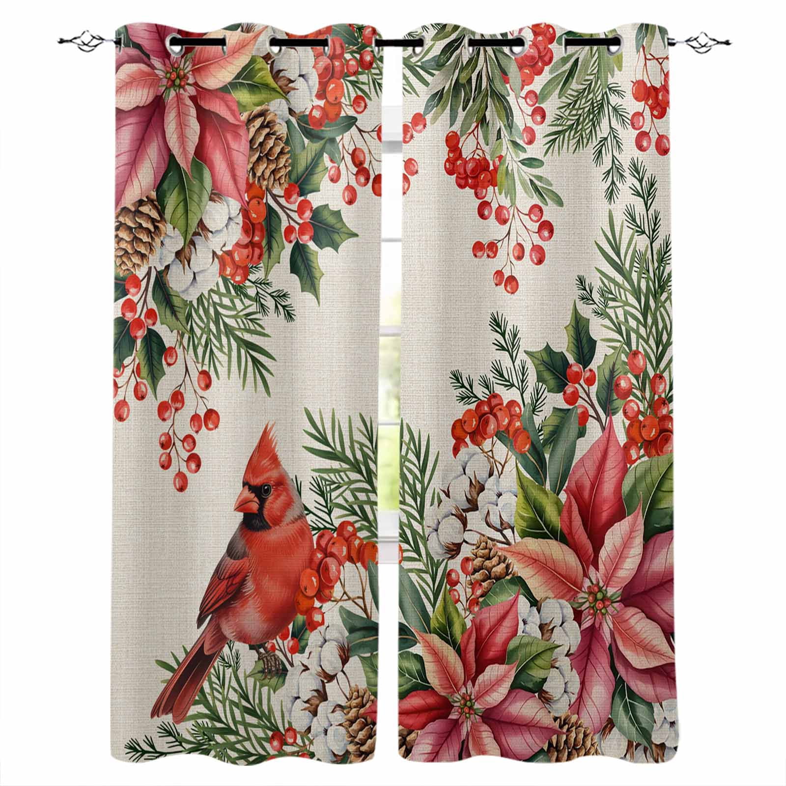 Cardinal Bird Blackout Curtains for Bedroom Living Room Darkening ...
