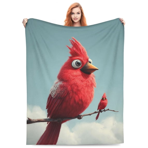 Cardinal Bird Blanket Gift, Whimsical 3D Bird Art Illustration, Soft ...