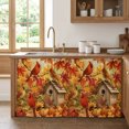 Cardinal Bird Cabinet Curtains 28"W x 51"L, Fall Red Bird Orange Maple ...