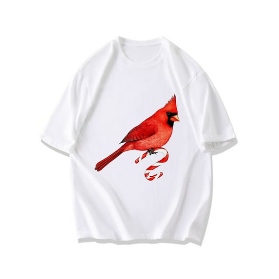 Cardinal Bird Candy Cane Christmas T Shirt Black Holiday Seasonal ...