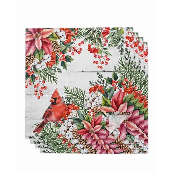 Cardinal Bird Cloth Napkins Set of 4 Reusable Dinner Napkins, Winter ...
