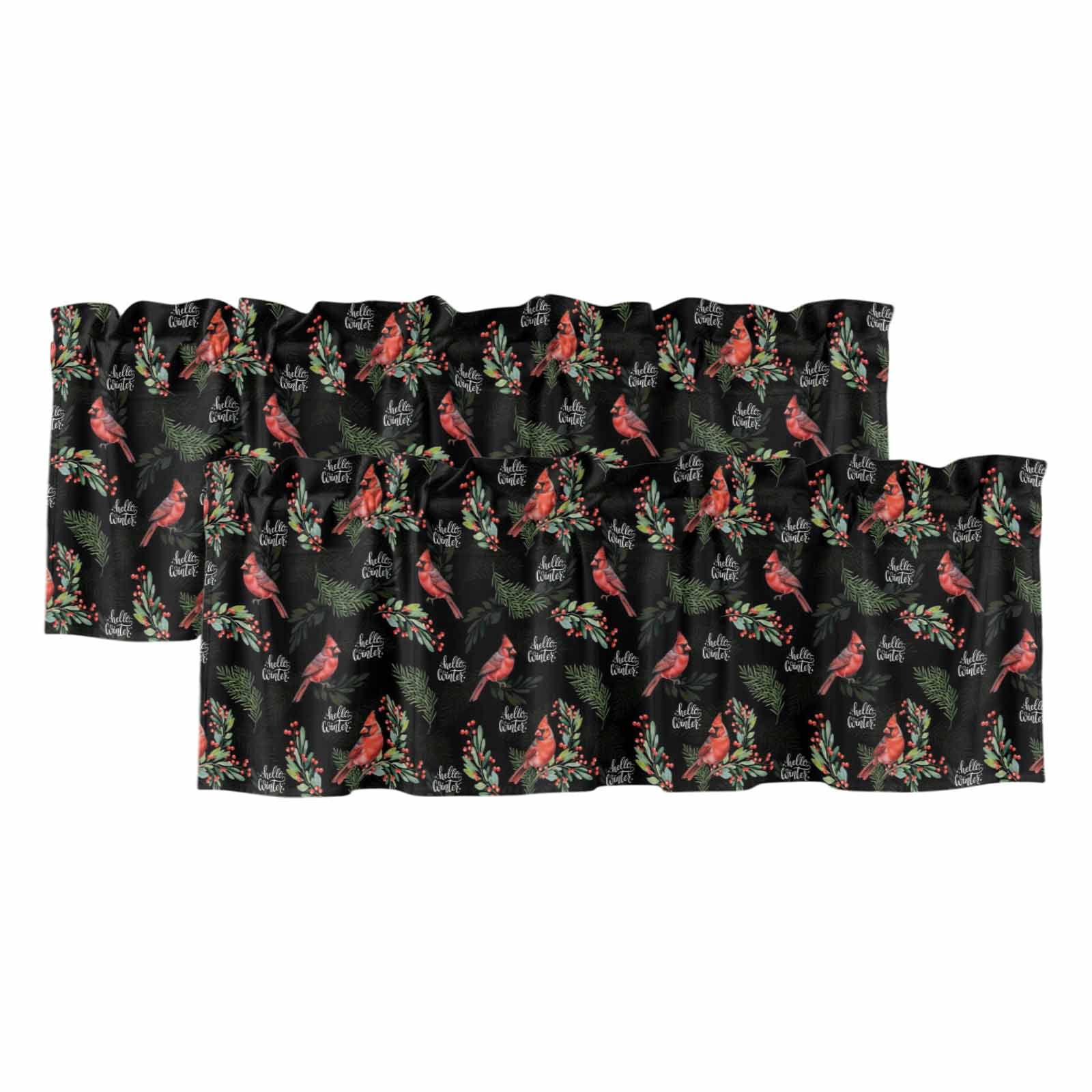 Cardinal Bird Curtain Valances for Windows, Kitchen Valance Window ...